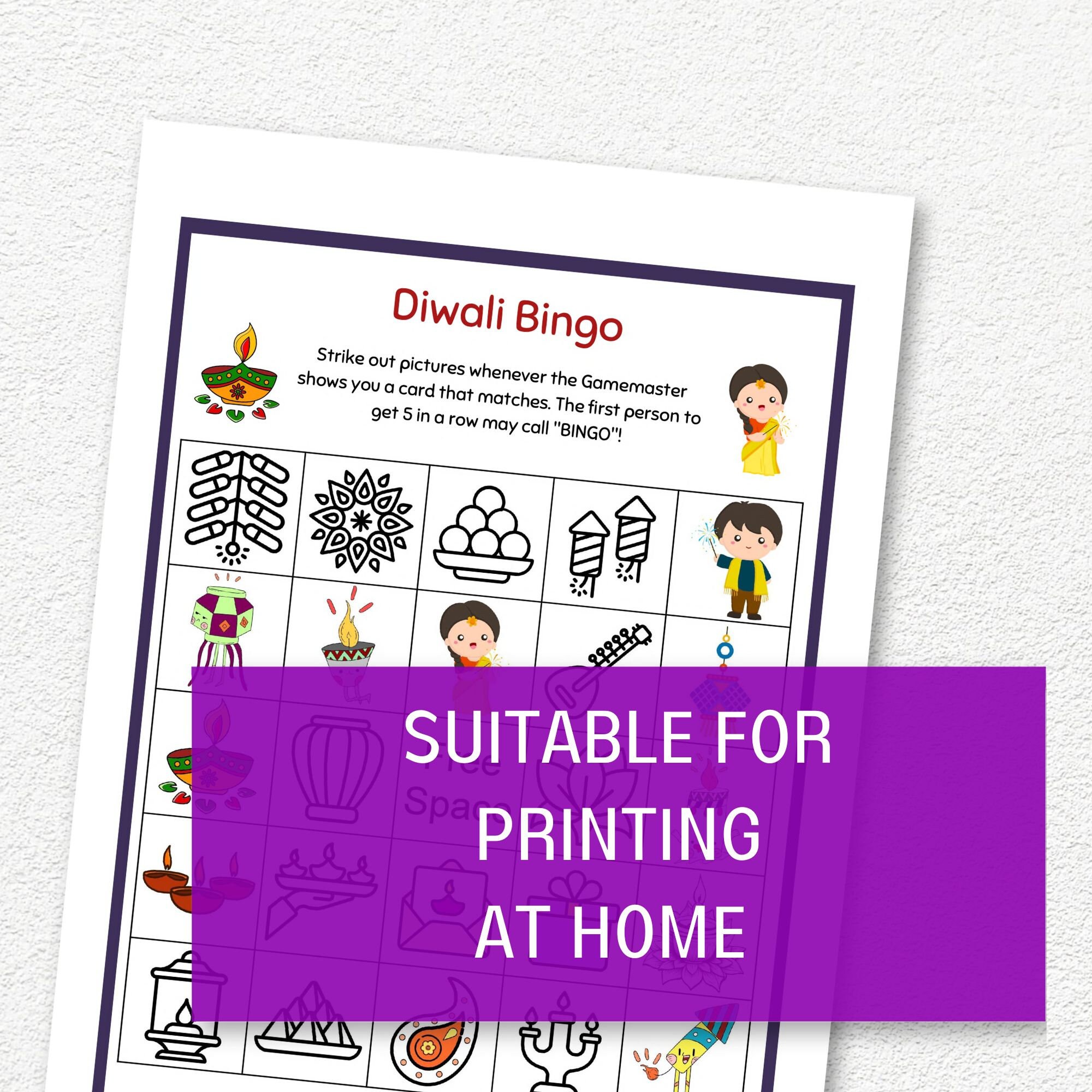 Diwali Bingo Game Printable, 50 Holiday Bingo Cards PDF, Diwali Kids ...