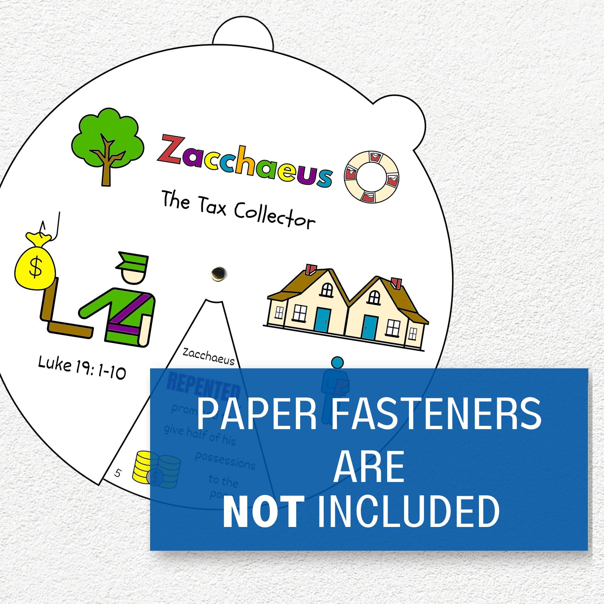 Zacchaeus Coloring Wheel, Printable Sunday School Craft, Kids Bible ...