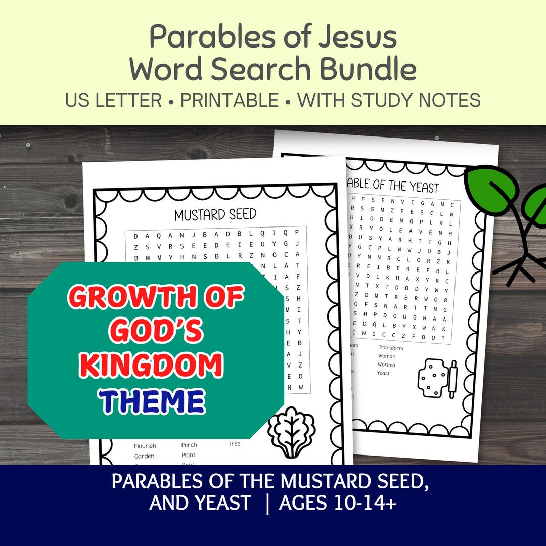 Parables of Jesus Word Search Bundle, Growth of God's Kingdom Theme ...