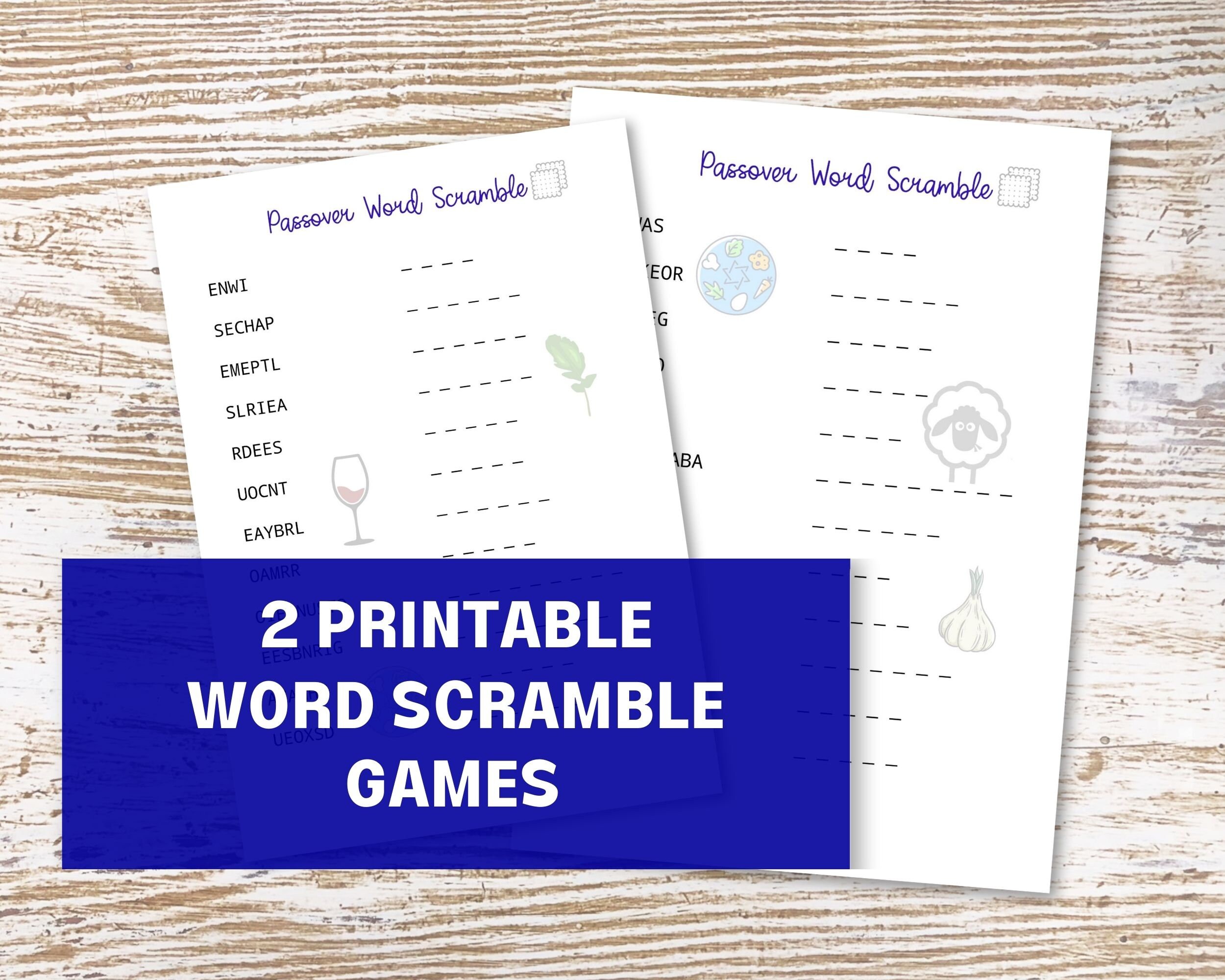 Passover Word Scrambles Game, 2 Printable Puzzles for Pesach, Jewish ...