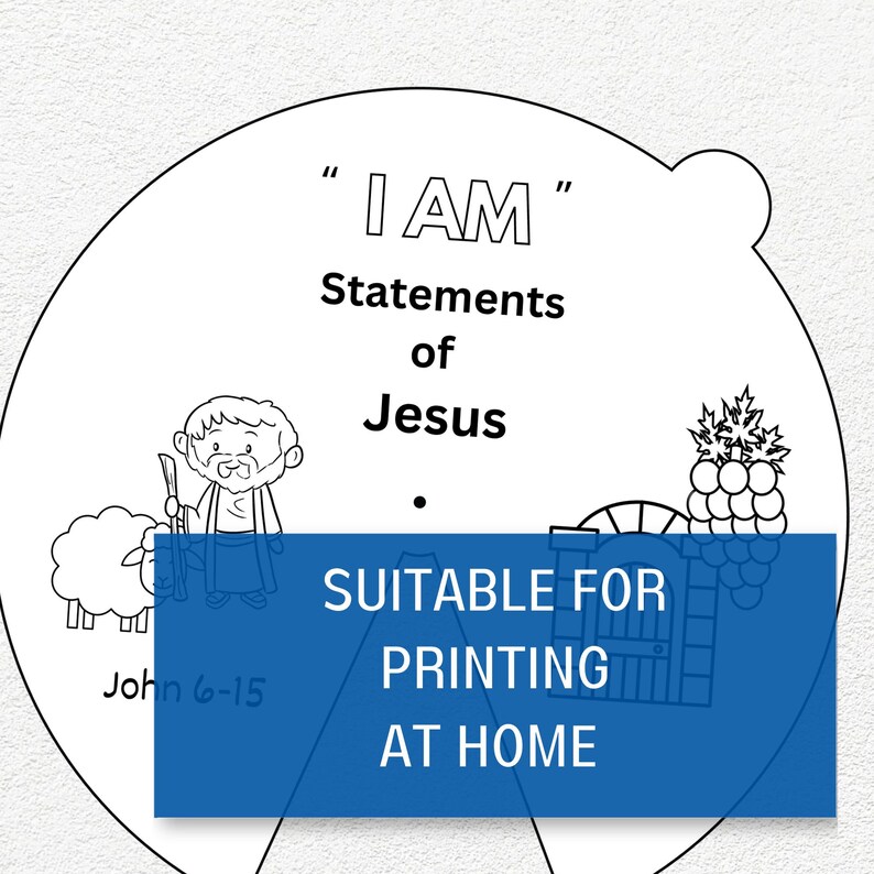 I Am Statements of Jesus Coloring Wheel, Printable Sunday School Lesson ...
