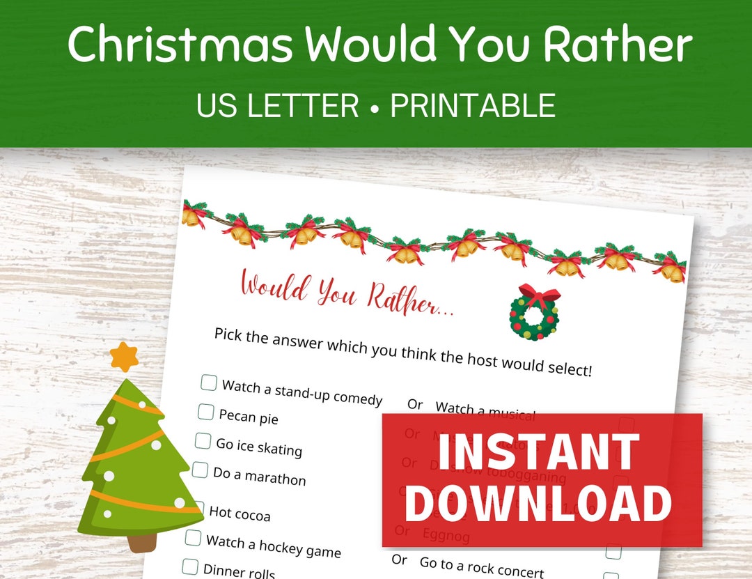 Christmas Would You Rather Game, Christmas This or That Printable ...