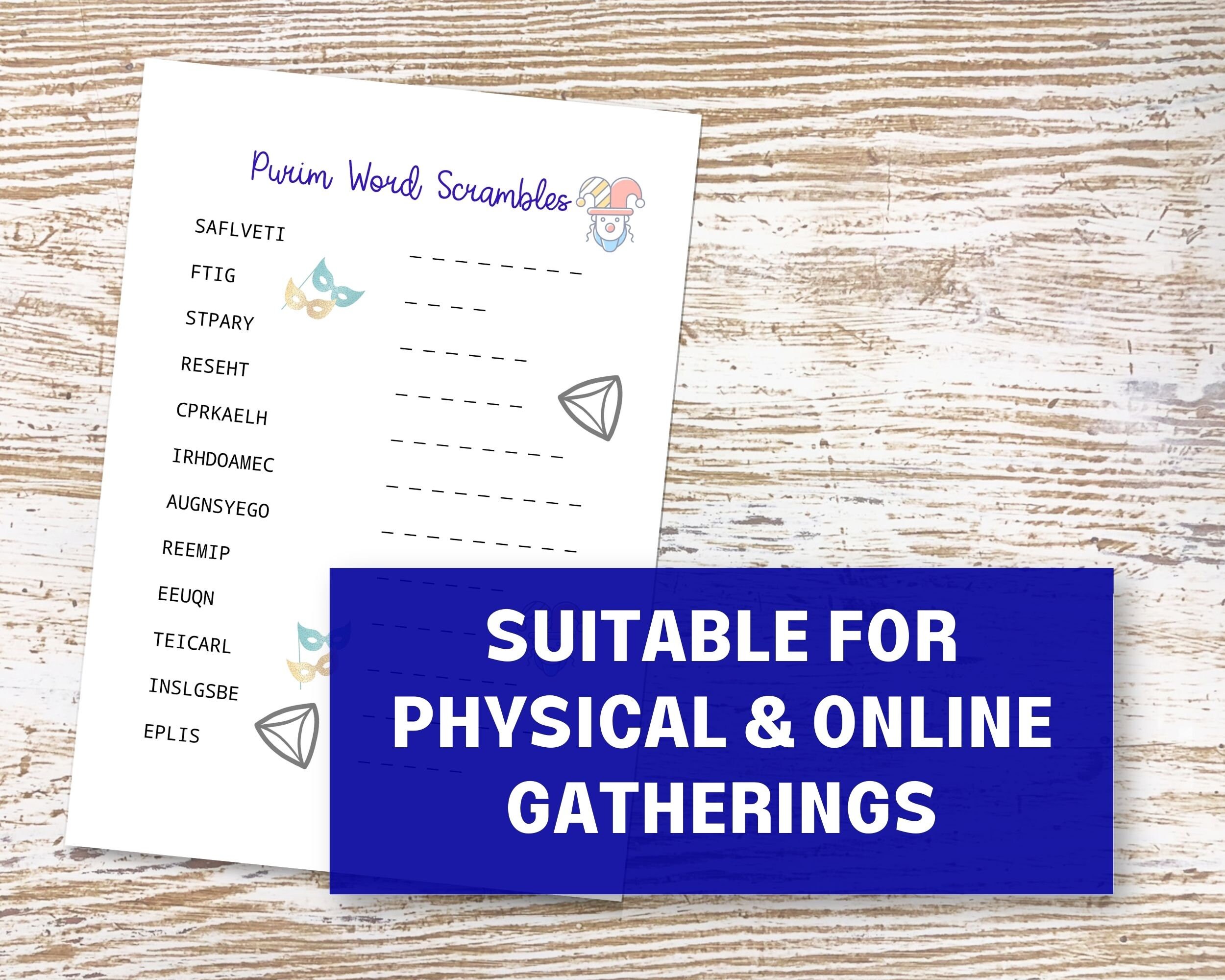 Purim Word Scrambles Game, 2 Printable Puzzles for the Jewish Holiday ...