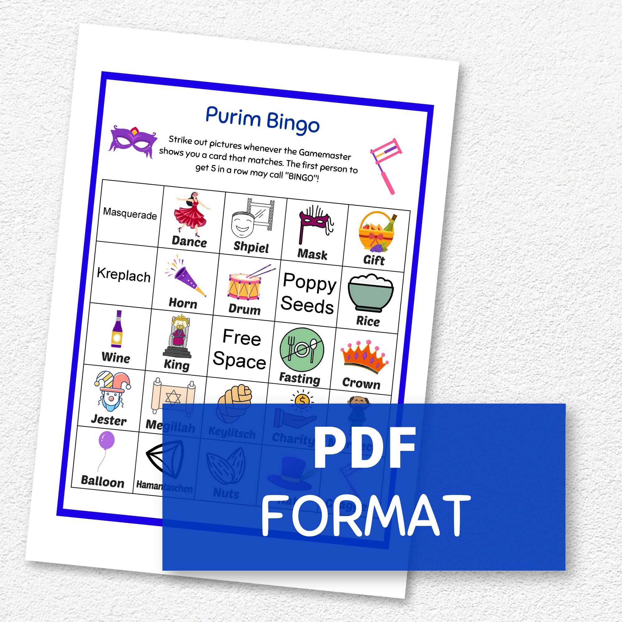 Purim Bingo Printable, Holiday Bingo 50 Cards, Jewish Holiday Themed ...