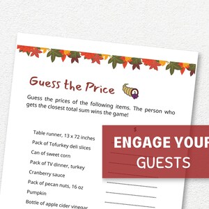 Thanksgiving Guess the Price Printable, Thanksgiving Guessing Game ...