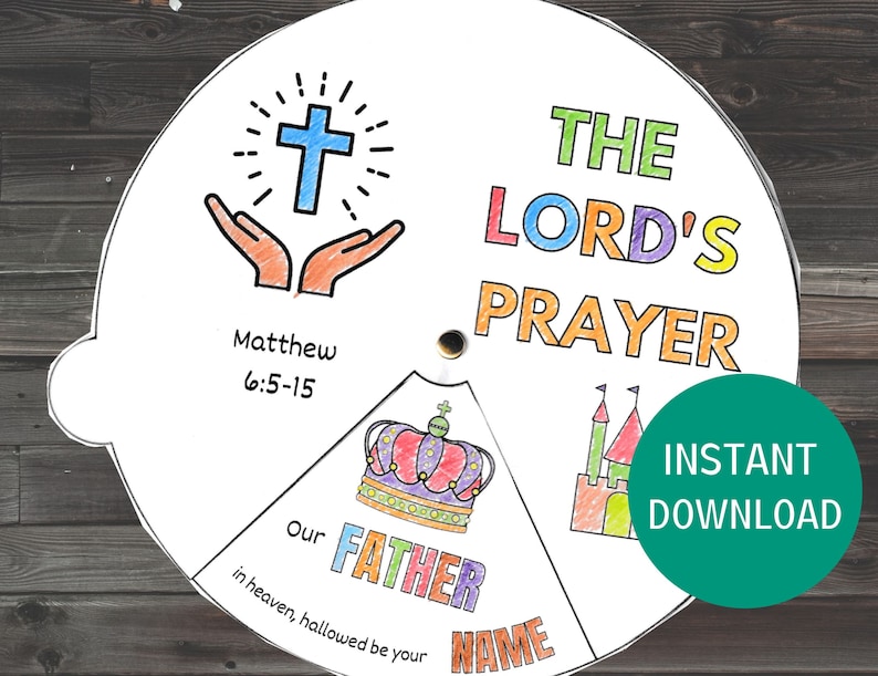 The Lord’s Prayer Coloring Wheel, Printable Scripture Activity, the ...