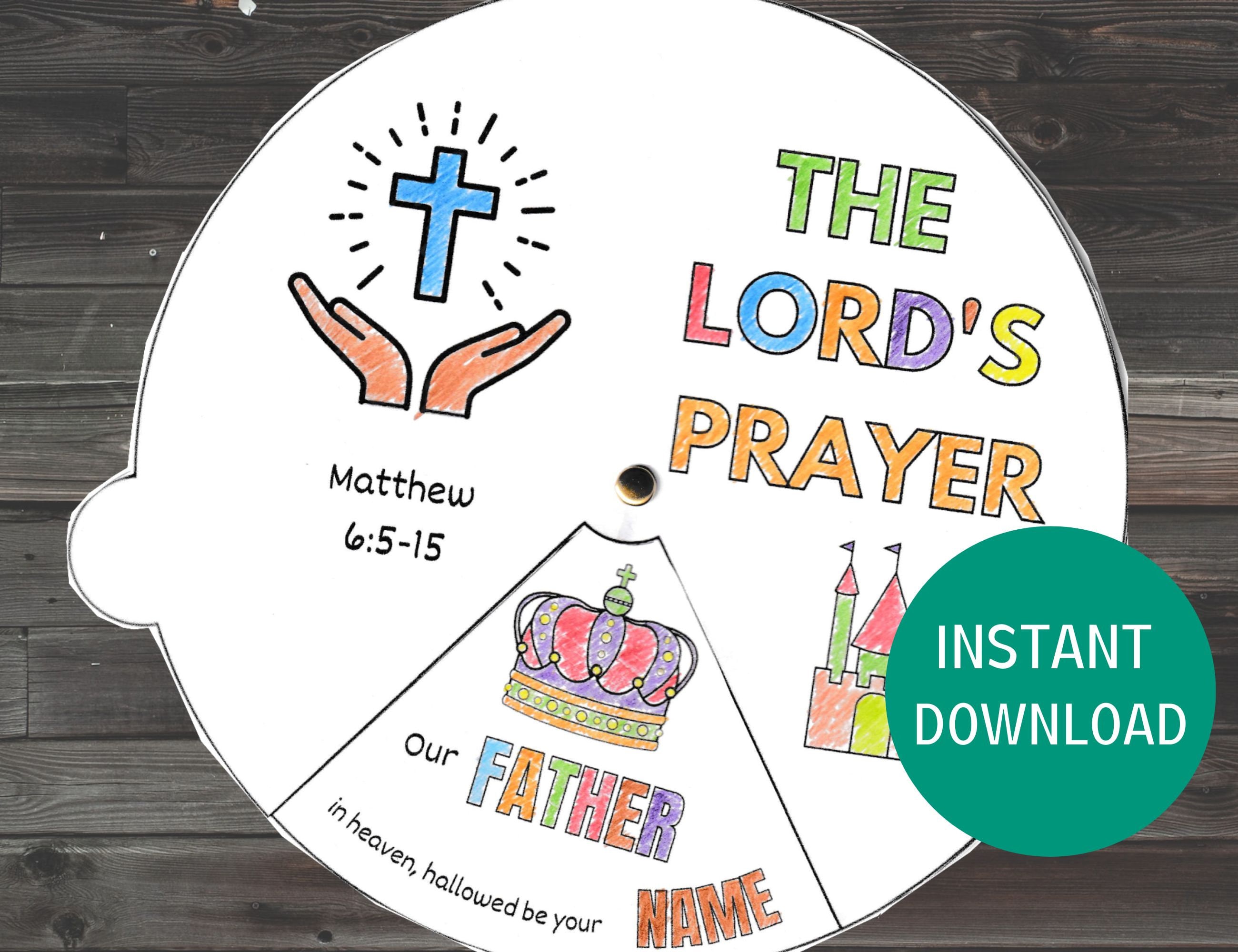 The Lord’s Prayer Coloring Wheel, Printable Scripture Activity, the ...