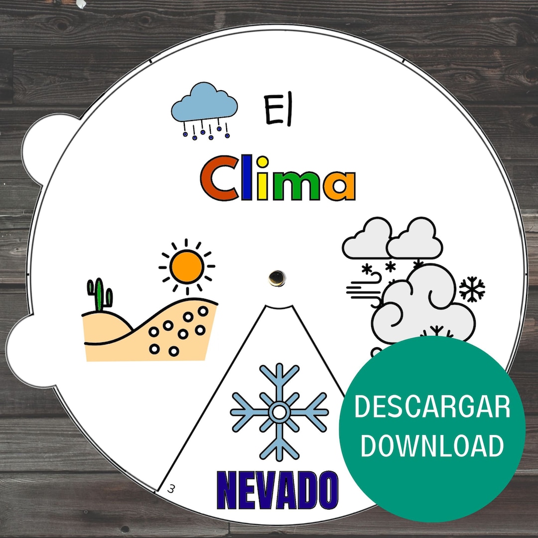 Spanish Weather Wheel, Preschool Coloring Wheel Printable, Toddler ...