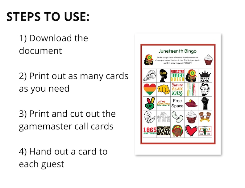 Juneteenth Bingo Printable, 50 Juneteenth Bingo Cards PDF, African ...