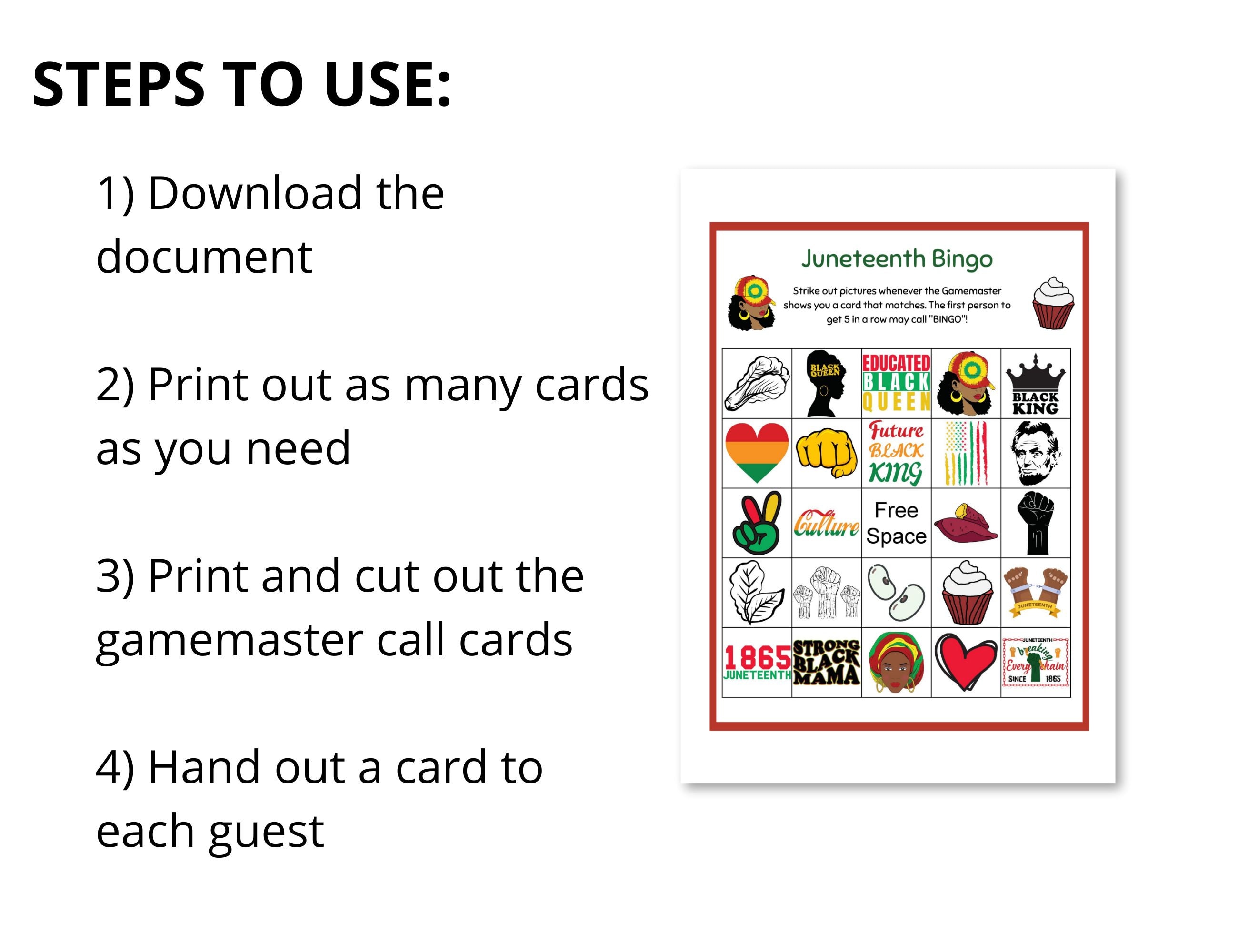Juneteenth Bingo Printable, 50 Juneteenth Bingo Cards PDF, African ...