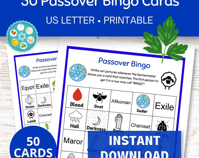 Passover Bingo Cards, Printable Bible Sunday School Activity for Kids ...