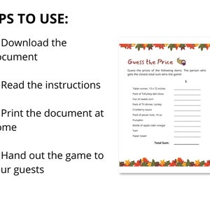 Thanksgiving Guess the Price Printable, Thanksgiving Guessing Game ...