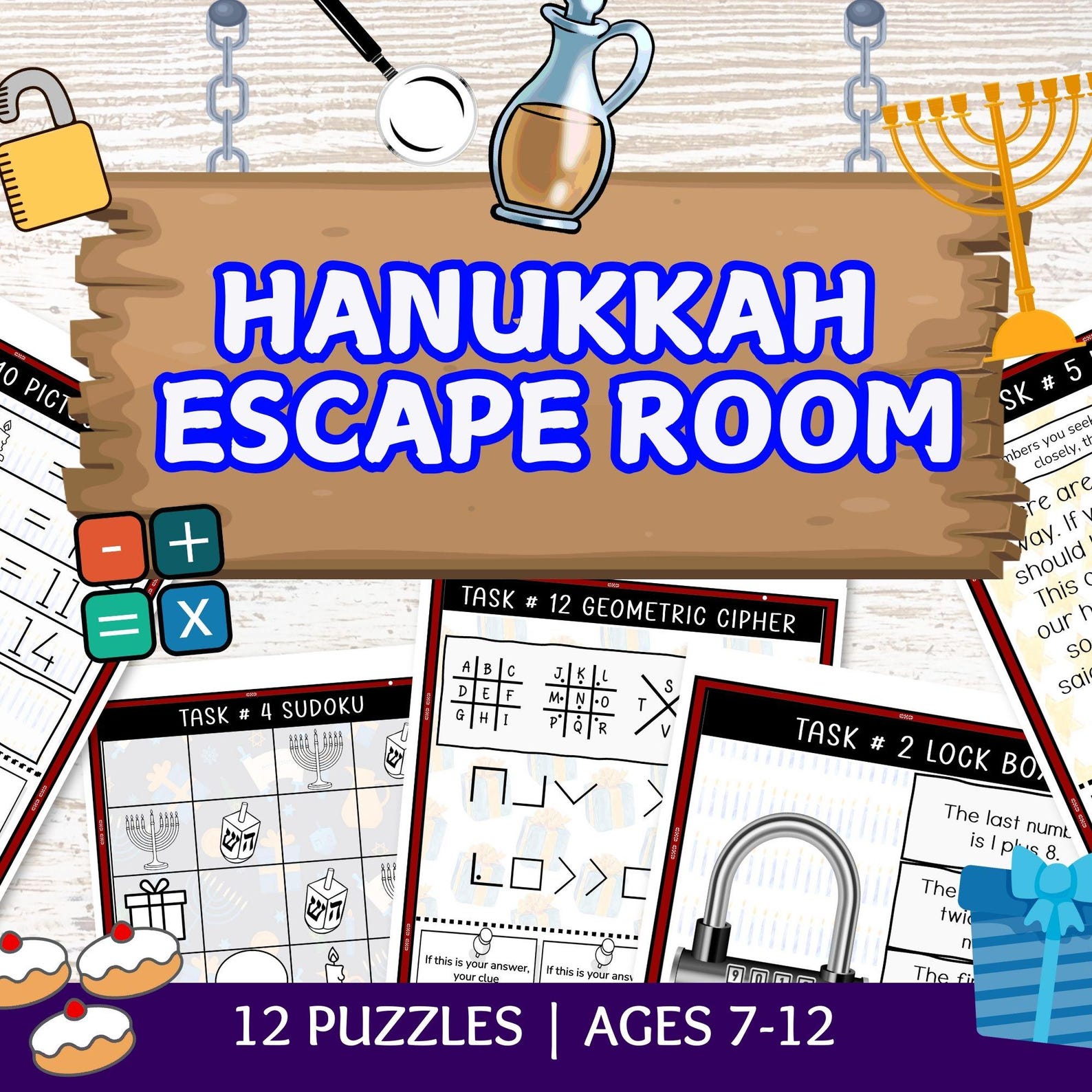 Hanukkah Escape Room, 12 PDF Games Printable, Hanukkah Party Games for ...