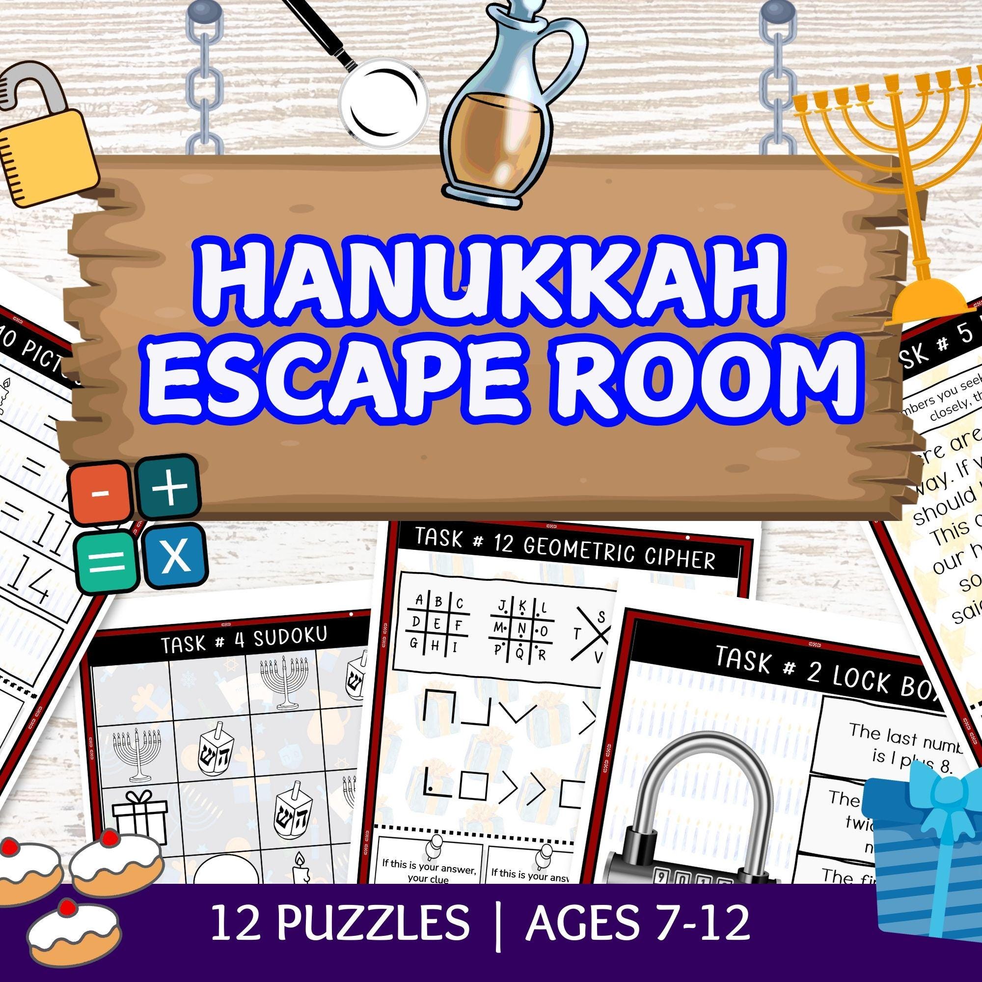 Hanukkah Escape Room, 12 PDF Games Printable, Hanukkah Party Games for ...