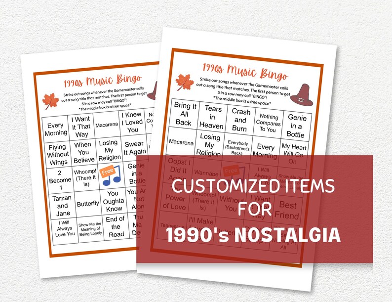 1990s Music Bingo Cards, 90s Party Games, 90s Bachelorette Party ...