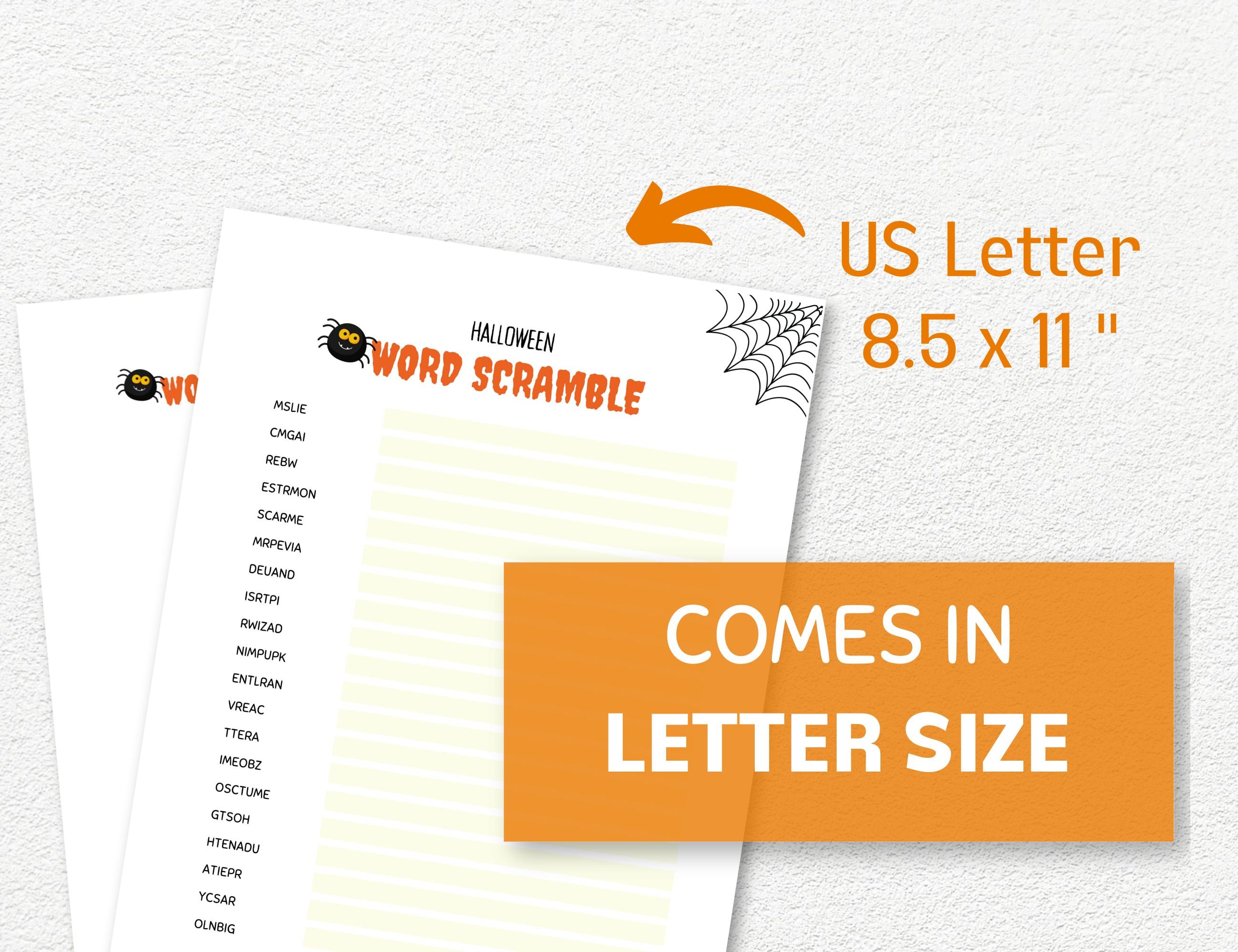Halloween Word Scramble Printable, Halloween Word Scramble for Kids and ...