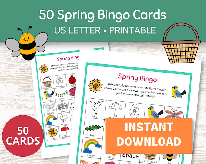 Easter Bingo Cards: Printable Bingo Cards, Black and White, 50 Cards ...