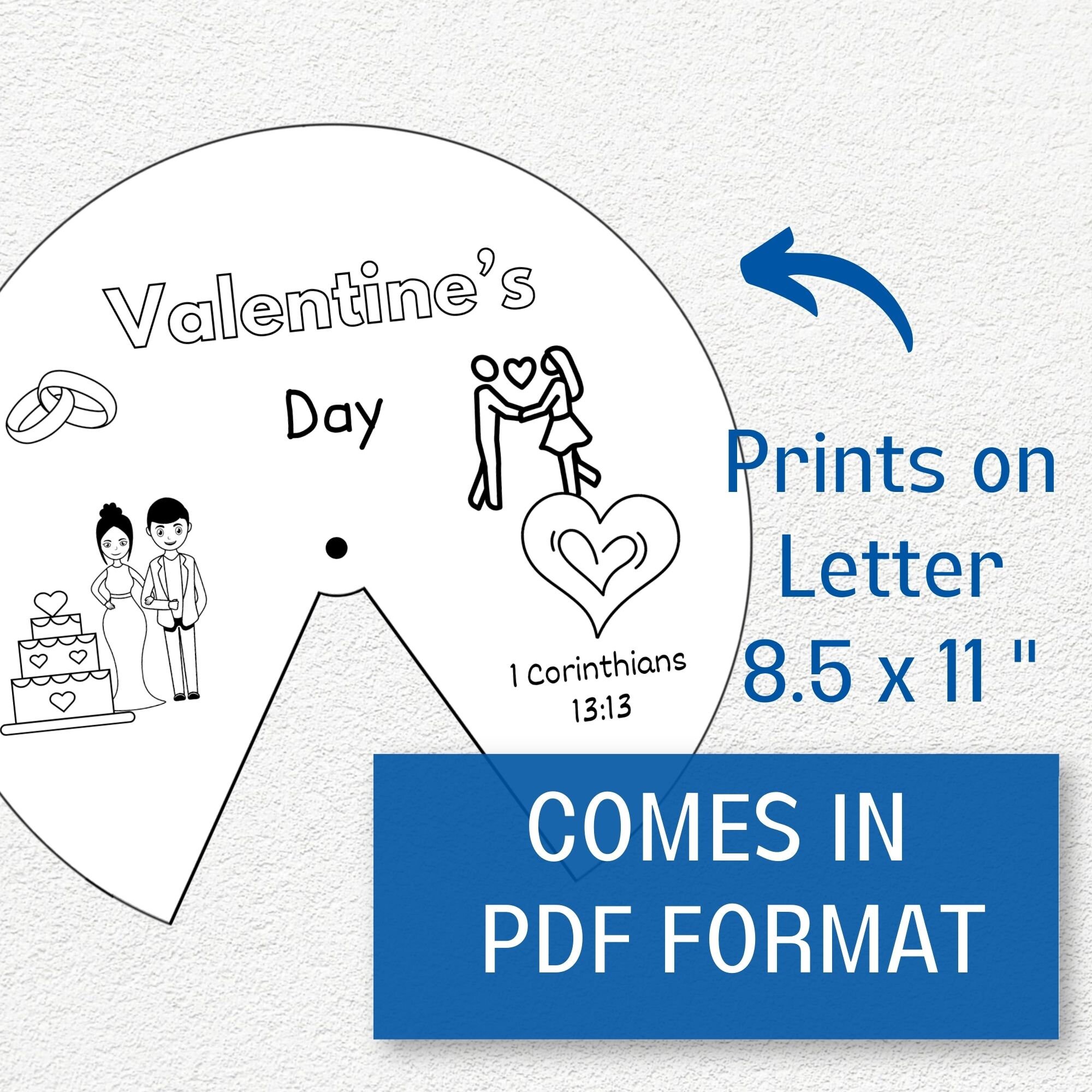 Valentine’s Day Coloring Wheel, Sunday School Lesson Printable, Kids ...