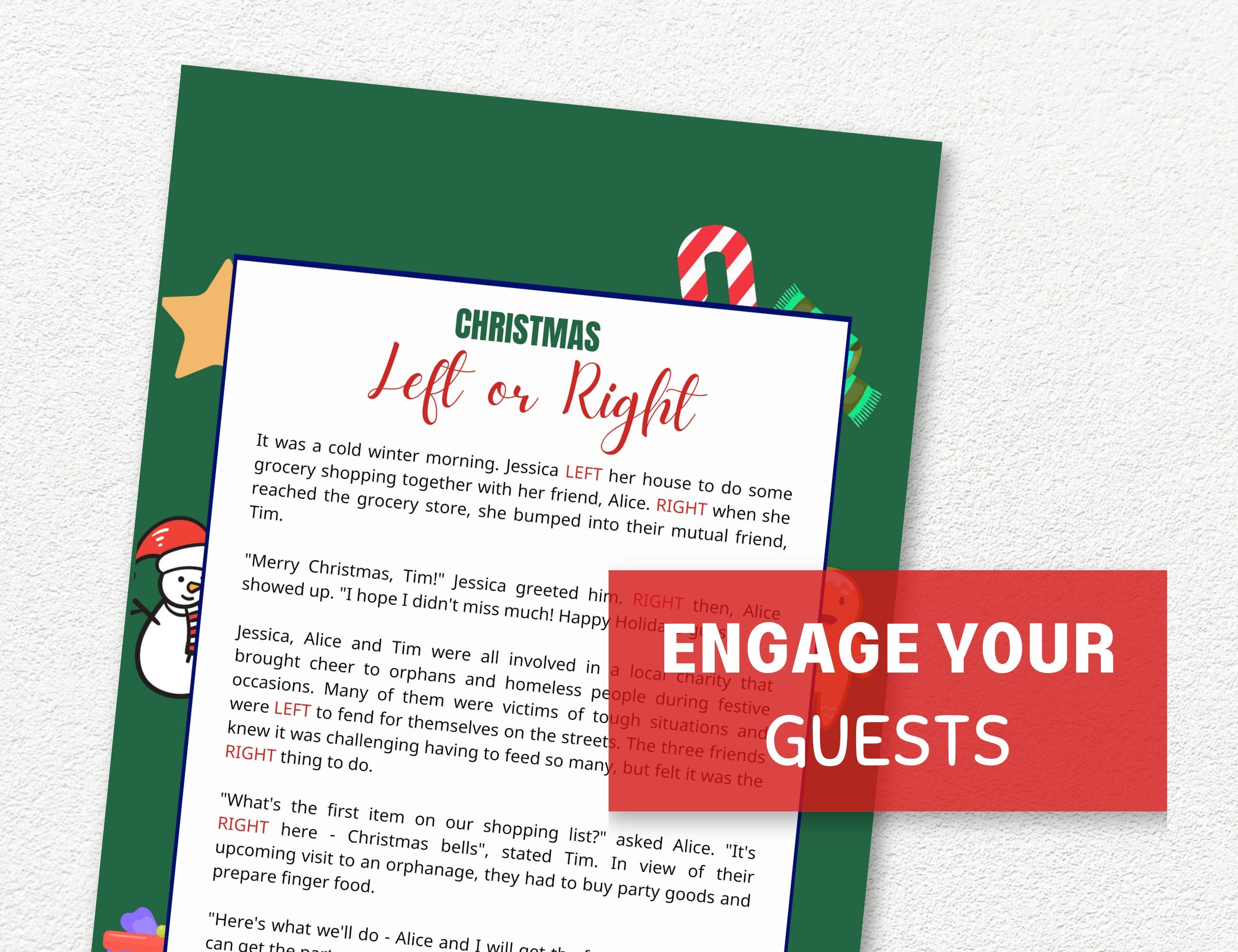 Christmas Left Right Game Printable, Christmas Pass the Prize Game ...