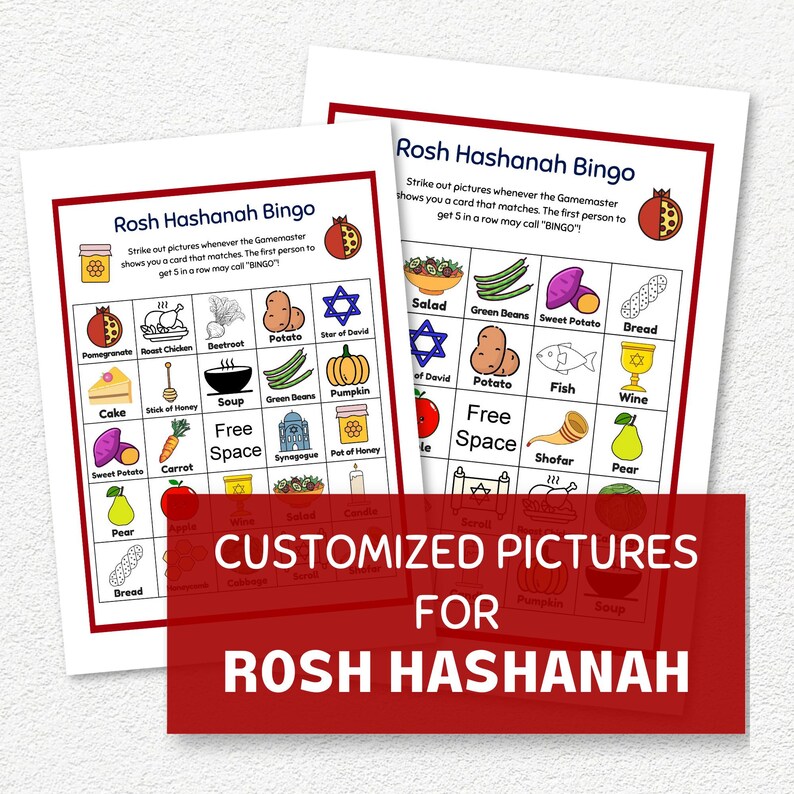 Rosh Hashanah Bingo Game, Holiday Bingo 50 Cards, Jewish New Year ...