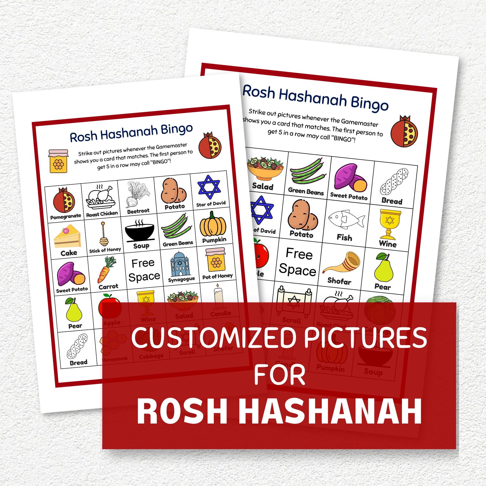 Rosh Hashanah Bingo Game, Holiday Bingo 50 Cards, Jewish New Year ...