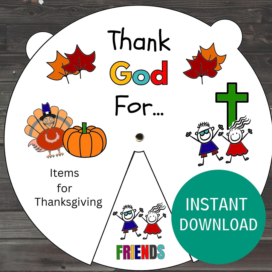 Thank God for Coloring Wheel, Thanksgiving Sunday School Craft DIY ...