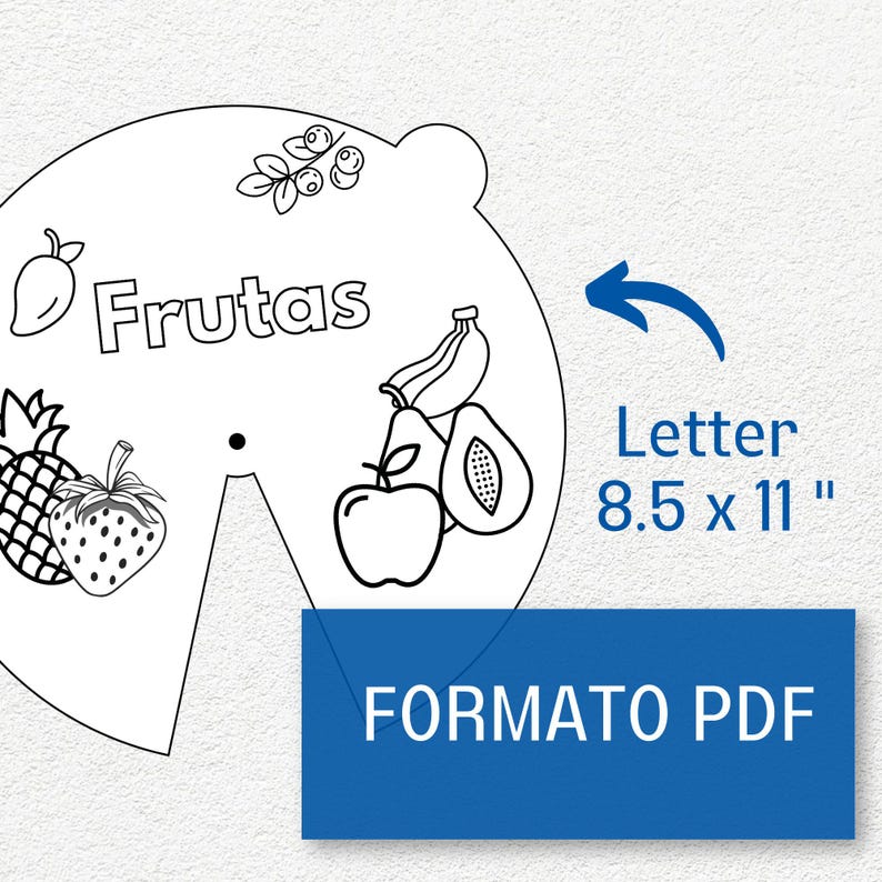 Spanish Fruits Coloring Wheel, Printable Crafts for Toddlers, Fruit ...