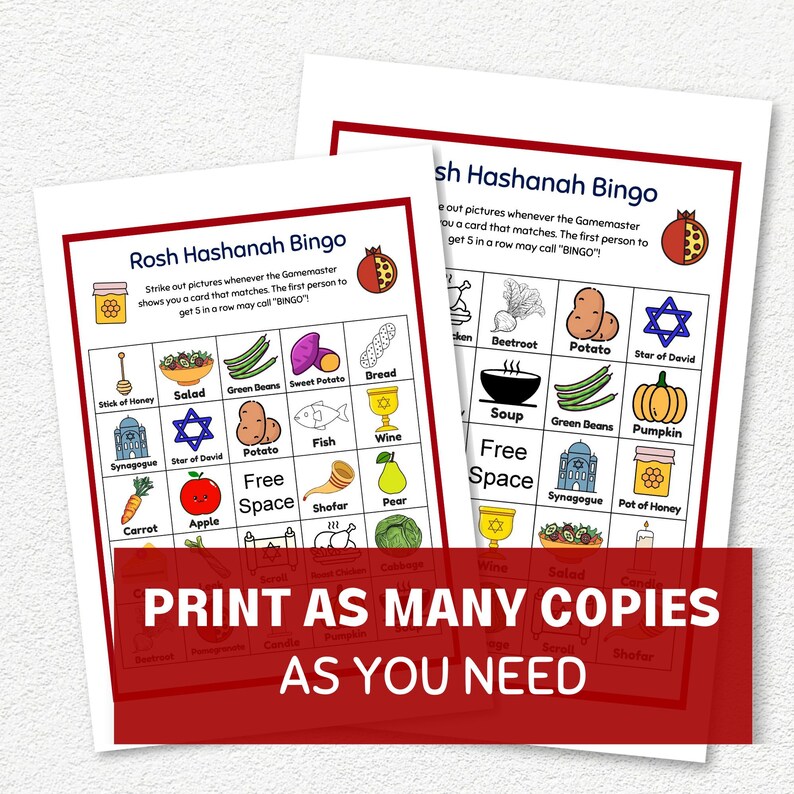 Rosh Hashanah Bingo Game, Holiday Bingo 50 Cards, Jewish New Year ...