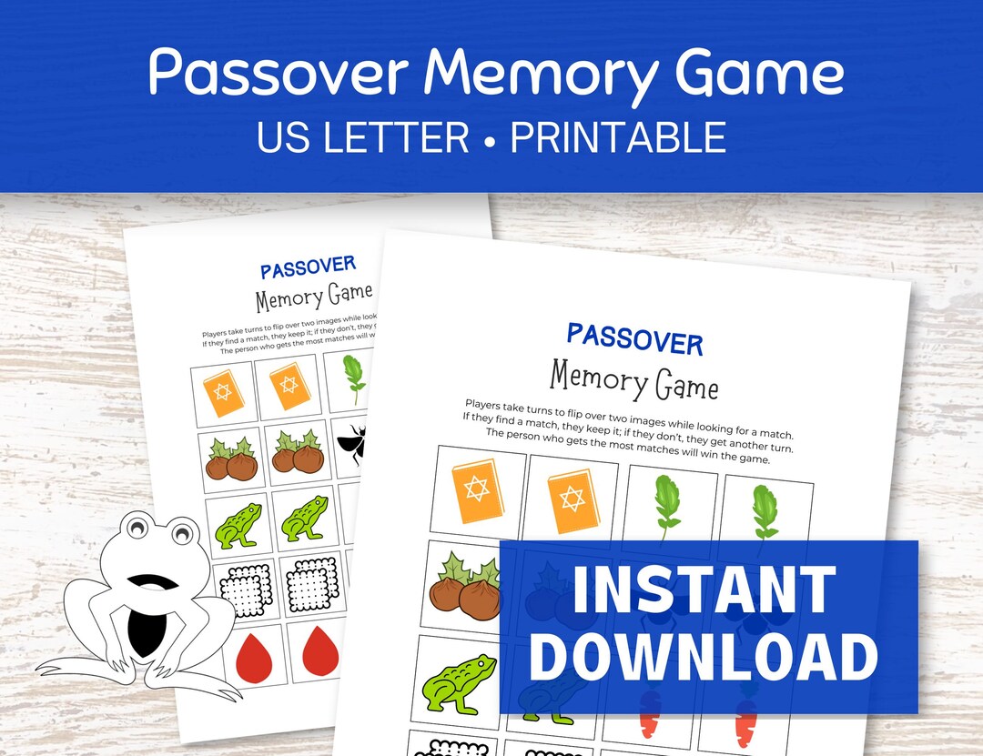 Passover Memory Game Printable, Memory Matching Game, Passover Party ...