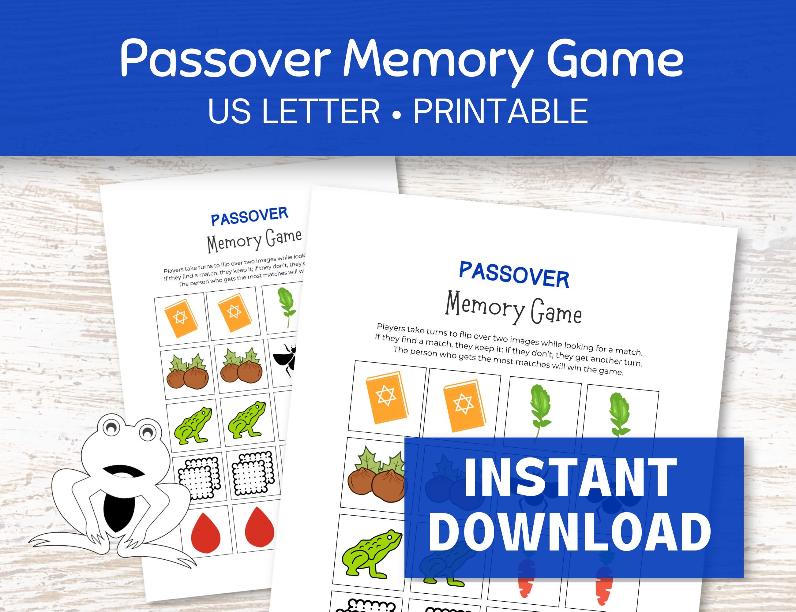 Passover Memory Game Printable, Memory Matching Game, Passover Party ...