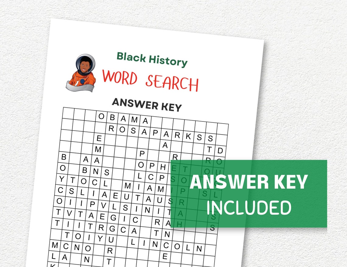 Black History Word Search Printable, Black History Month Worksheets ...