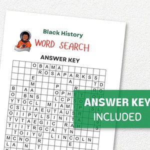Black History Word Search Printable, Black History Month Worksheets ...