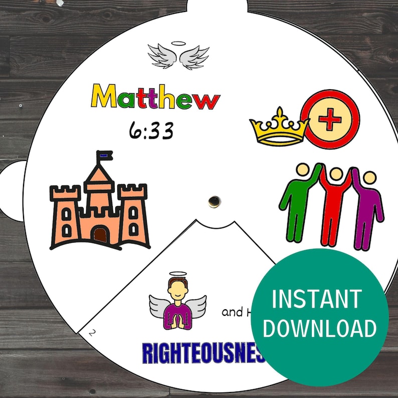 Matthew 6:33 Coloring Wheel, Printable Sunday School Craft, Seek First ...