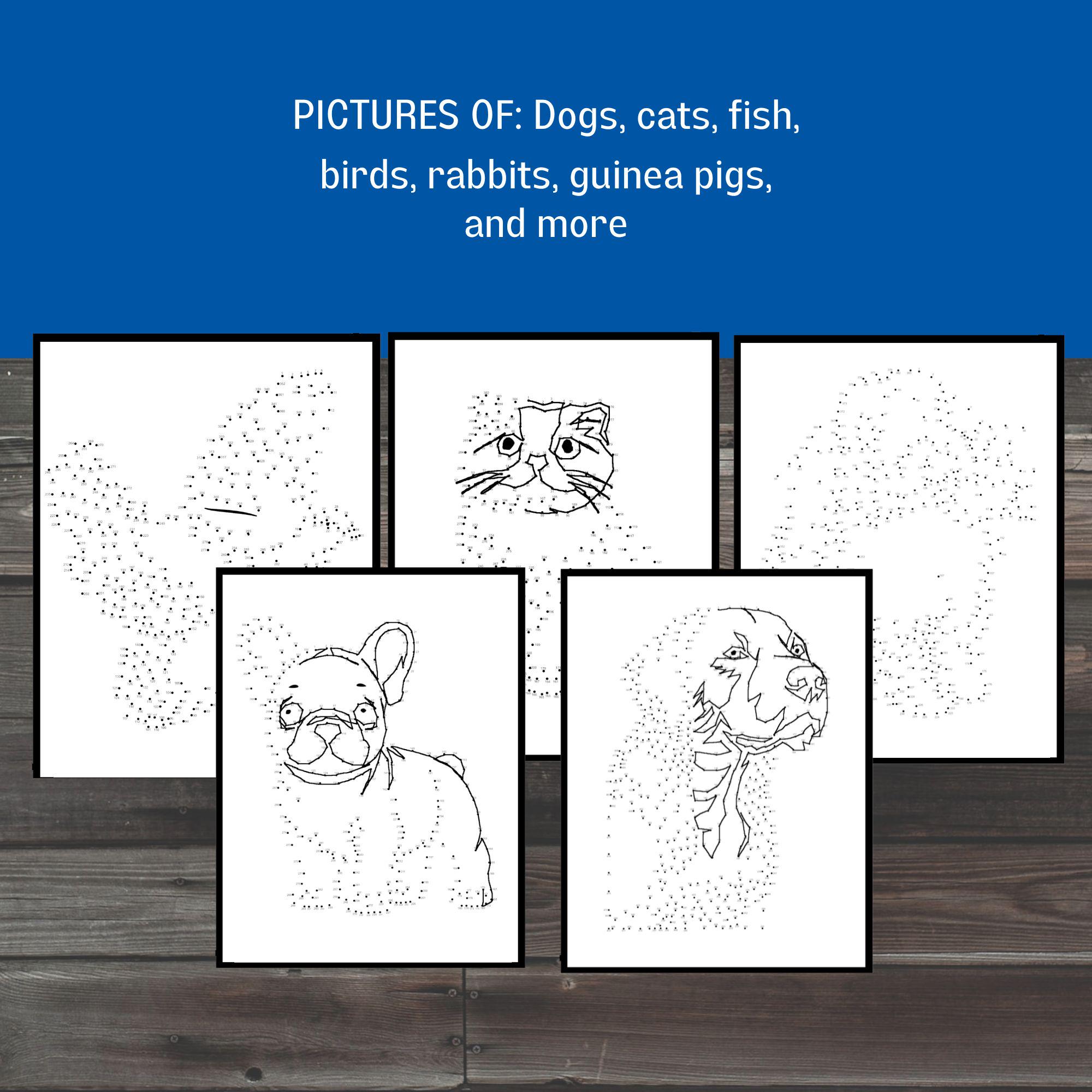 Pets Dot to Dot Activity, 20 Printable Worksheets for Adults and Teens ...