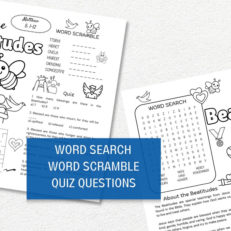 Beatitudes Activity Placemat, Printable Sunday School Activities ...