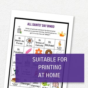 All Saints Day Printable Bingo, 50 Holiday Bingo Cards PDF, All Saints ...