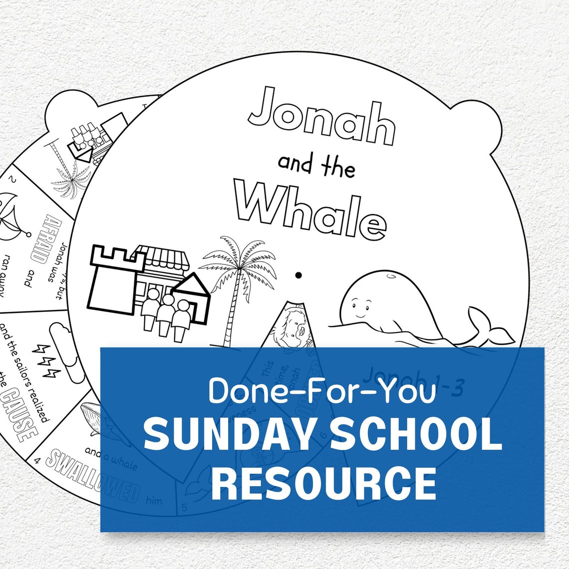Jonah and the Whale Coloring Wheel, Printable Sunday School Lesson ...