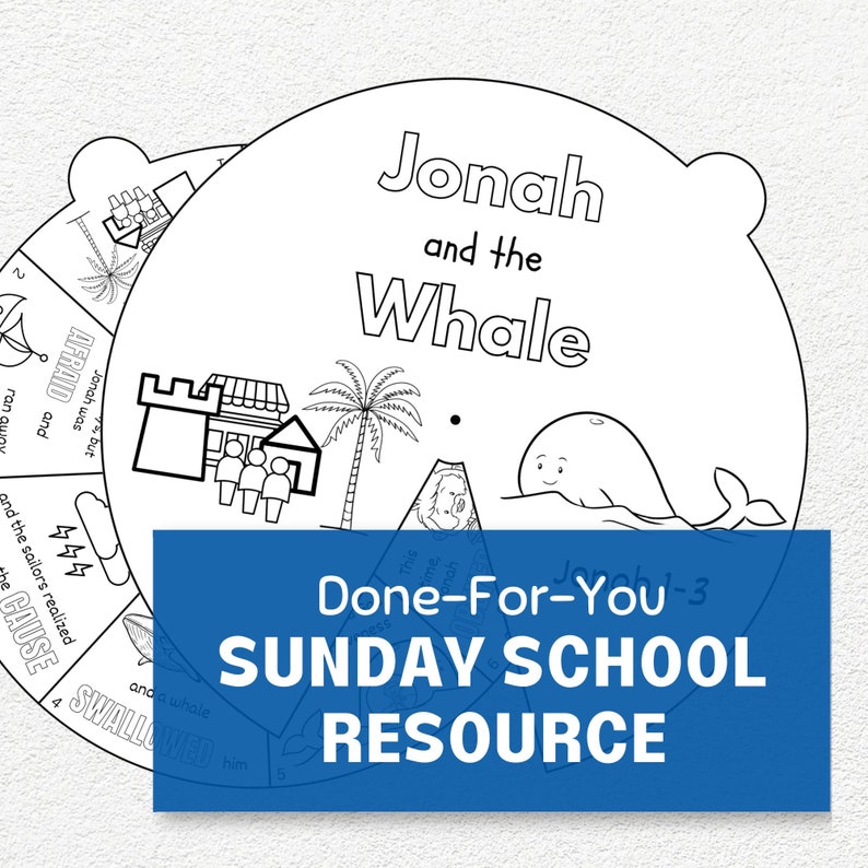 Jonah and the Whale Coloring Wheel, Printable Sunday School Lesson ...