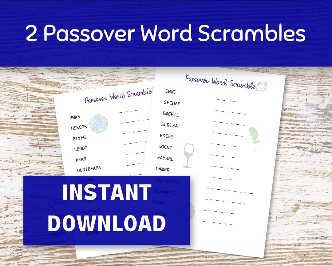 Passover Word Scrambles Game, 2 Printable Puzzles for Pesach, Jewish ...