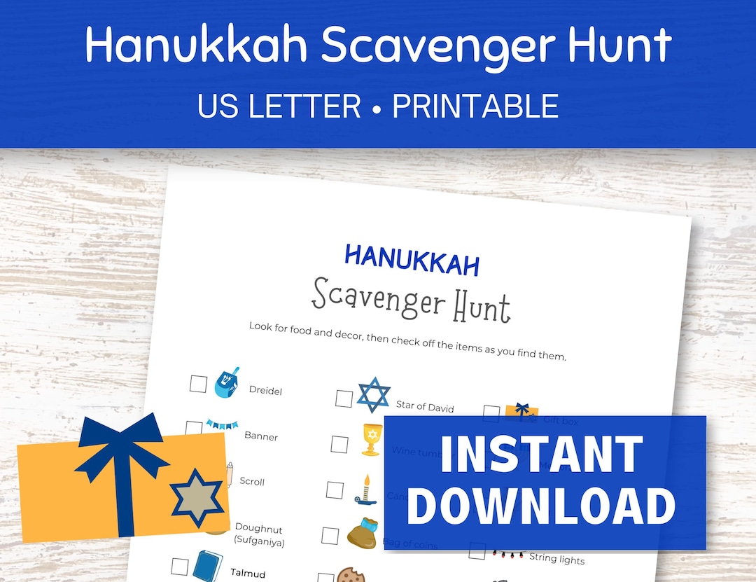 Hanukkah Scavenger Hunt Printable, Chanukah Scavenger Hunt for Kids and ...