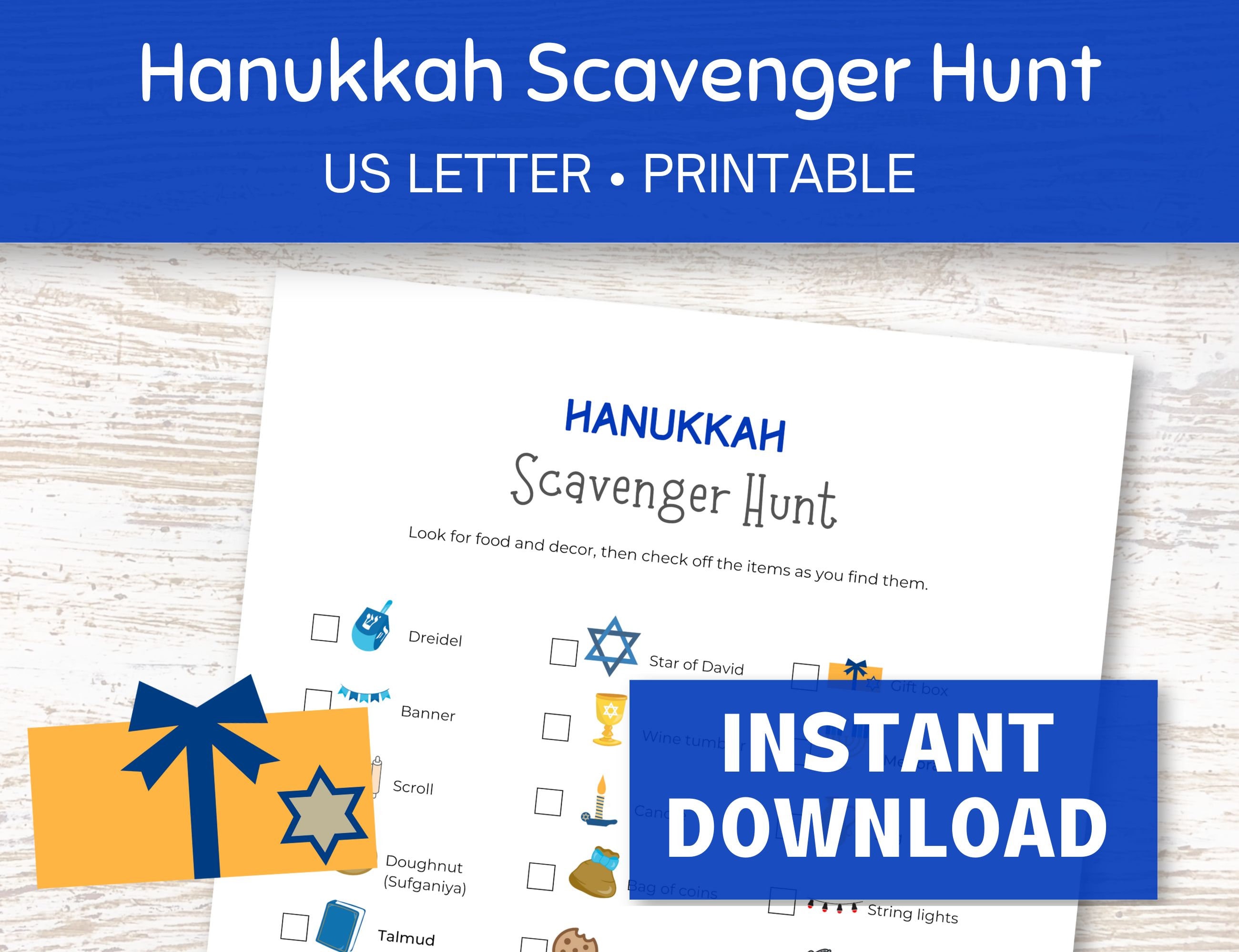 Hanukkah Scavenger Hunt Printable, Chanukah Scavenger Hunt for Kids and ...