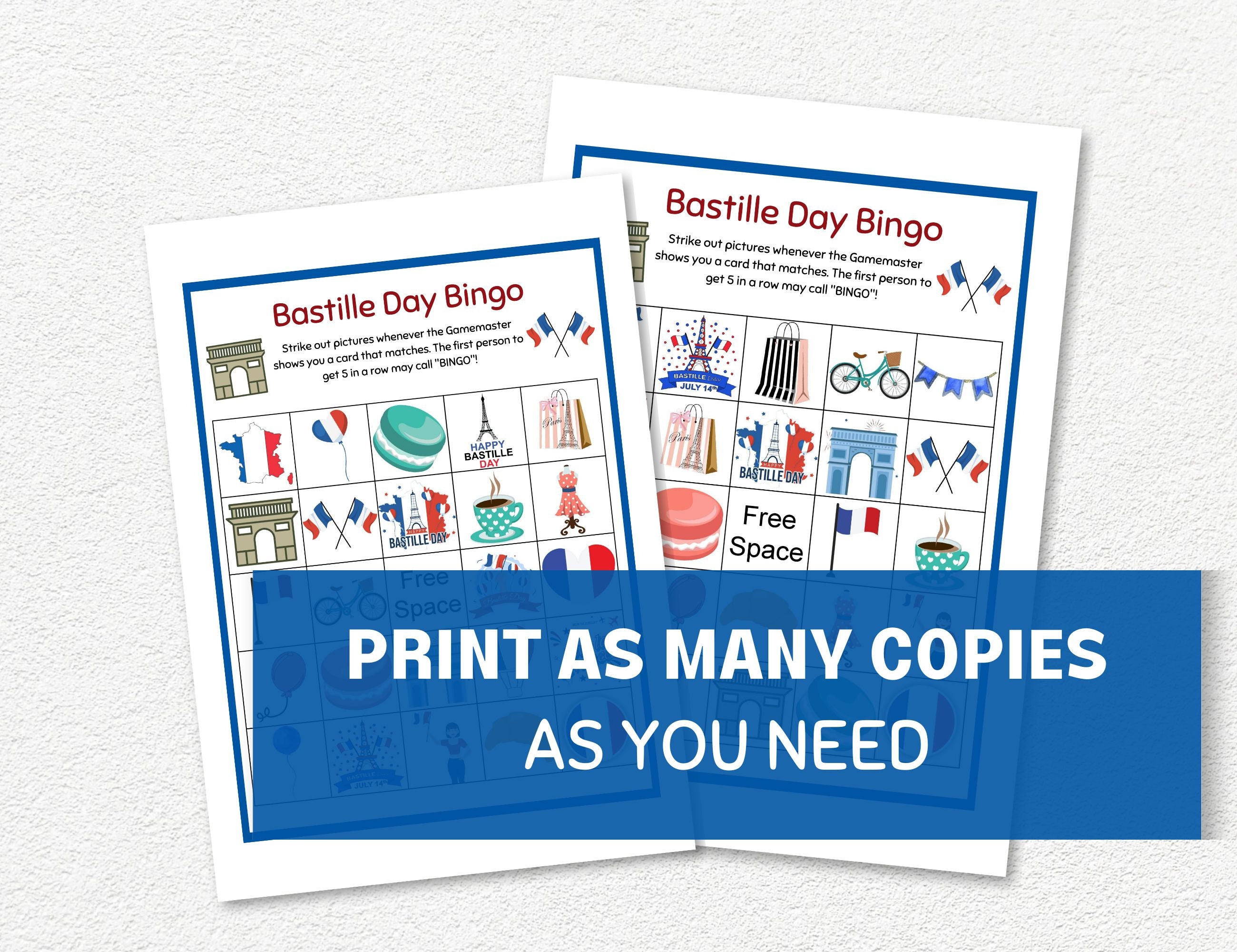 Bastille Day Bingo Printable, Holiday Bingo 50 Cards, French Themed ...