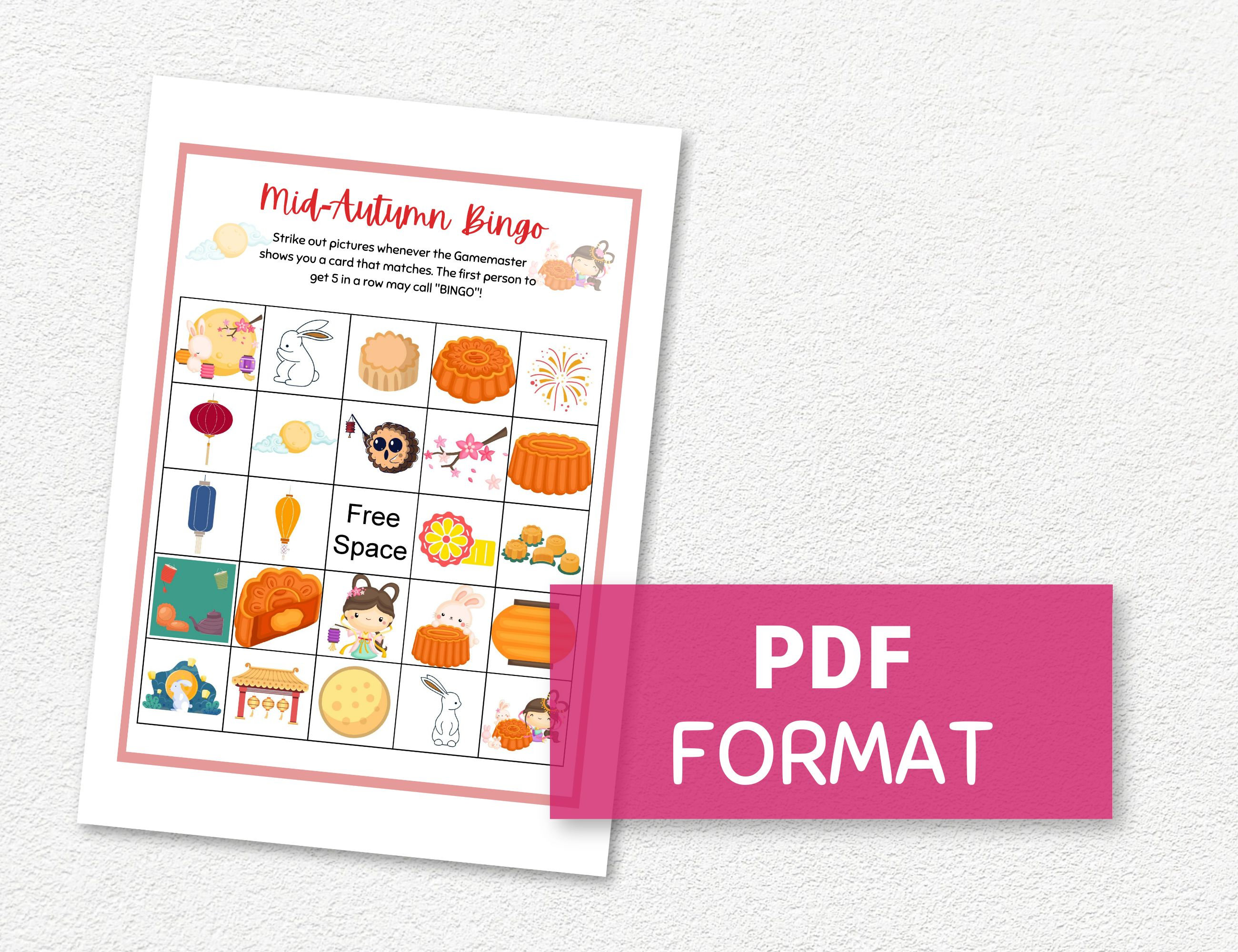 Mid-autumn Festival Bingo Cards, 25 Cards for Mooncake Festival, Mid ...