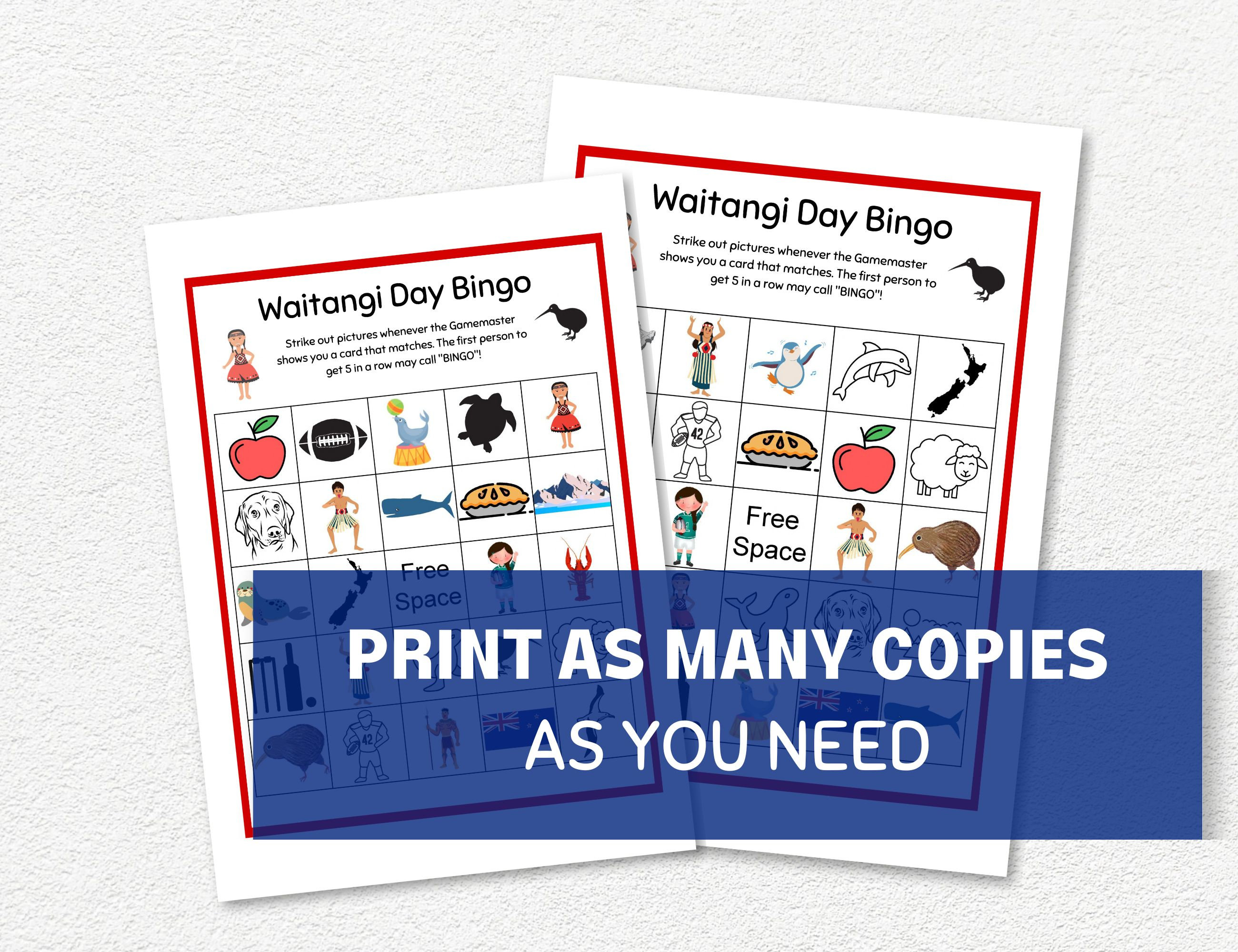 Waitangi Day Bingo Printable, Holiday Bingo 50 Cards, New Zealand ...
