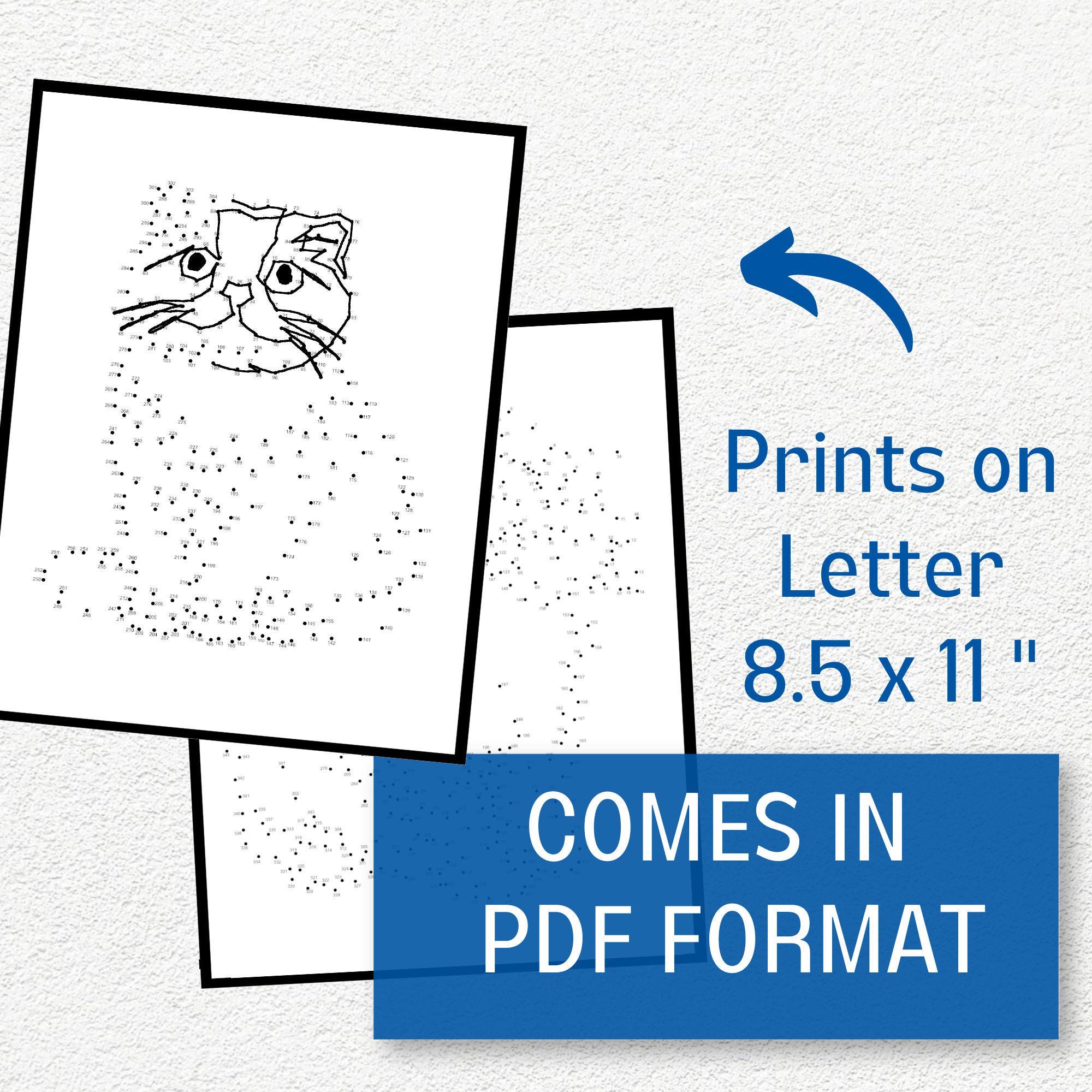 Pets Dot to Dot Activity, 20 Printable Worksheets for Adults and Teens ...