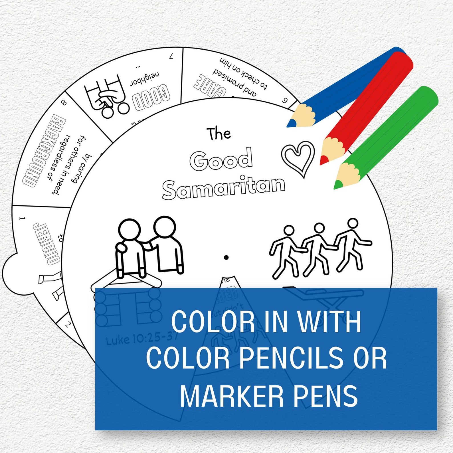 The Good Samaritan Coloring Wheel, Printable Sunday School Craft, Kids ...