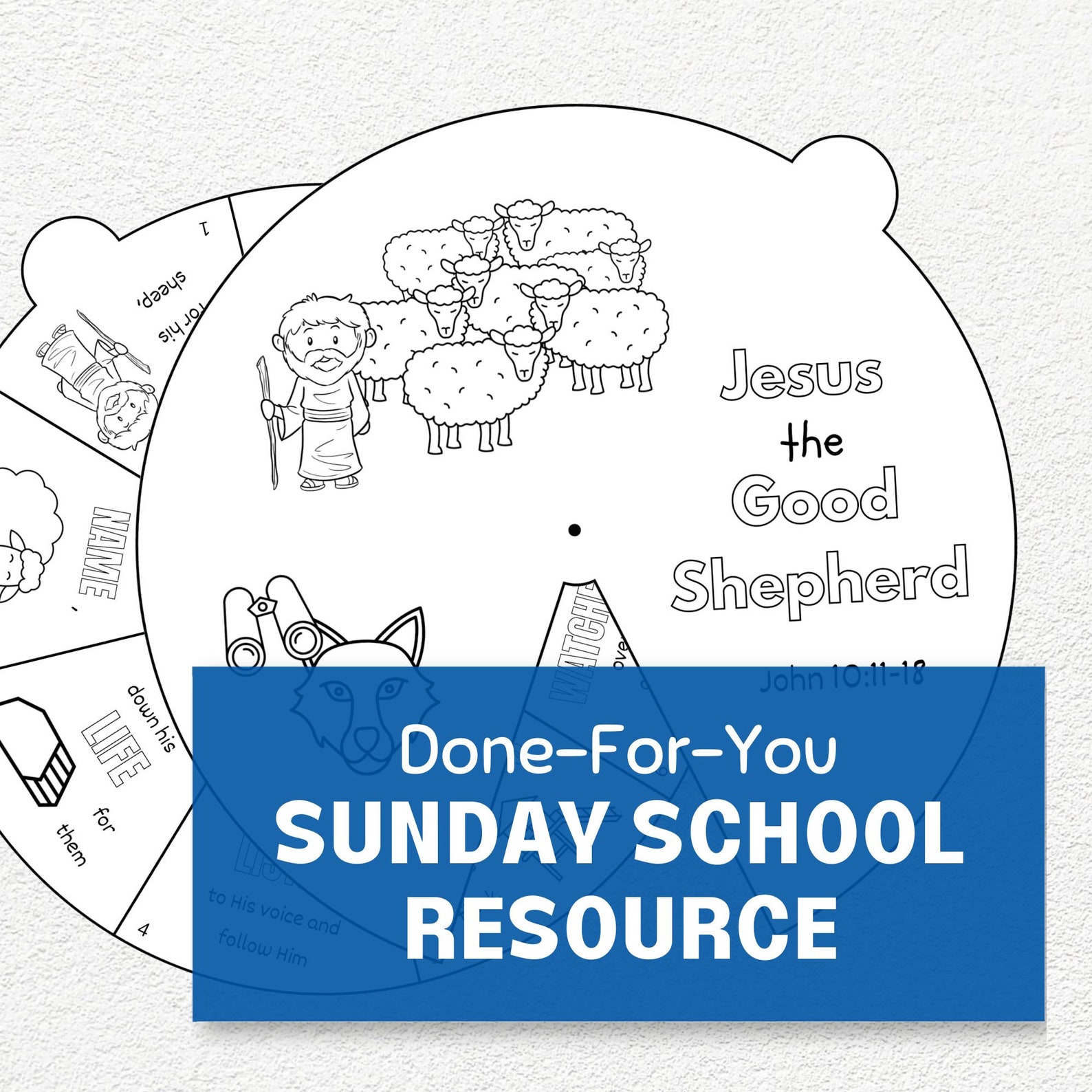 Jesus the Good Shepherd Coloring Wheel, Printable Sunday School Craft ...