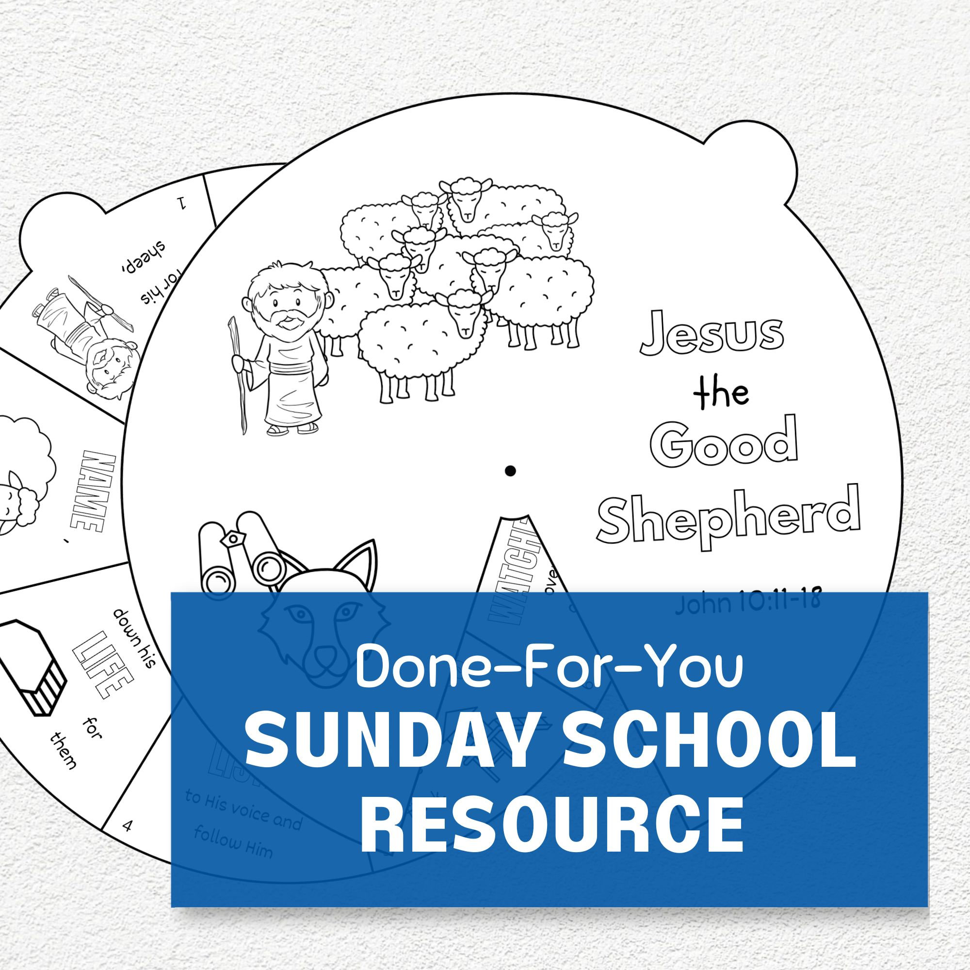 Jesus the Good Shepherd Coloring Wheel, Printable Sunday School Craft ...