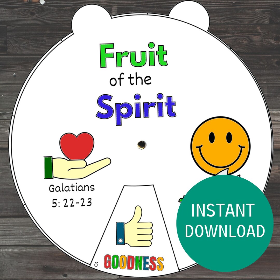 Fruit of the Spirit Coloring Wheel, Printable Sunday School Craft, Kids ...