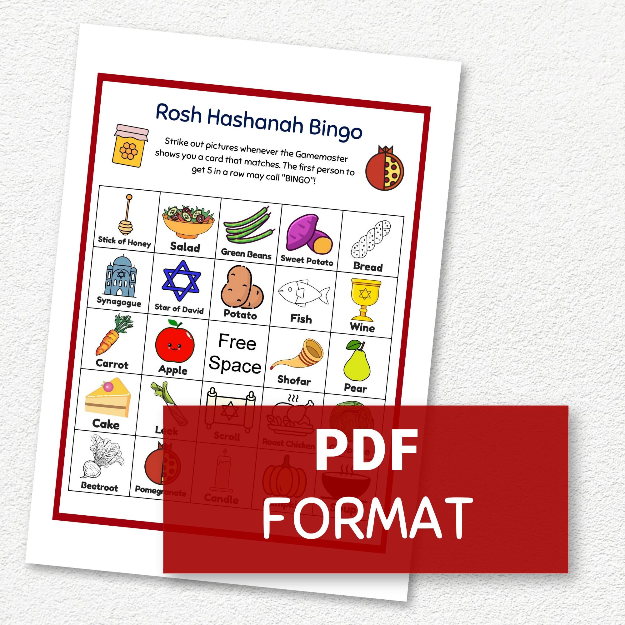 Rosh Hashanah Bingo Game, Holiday Bingo 50 Cards, Jewish New Year ...